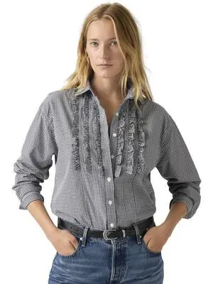 LEVI'S Harlie Novelty Ruffle Boyfriend Shirt - Ceicil Micro Check