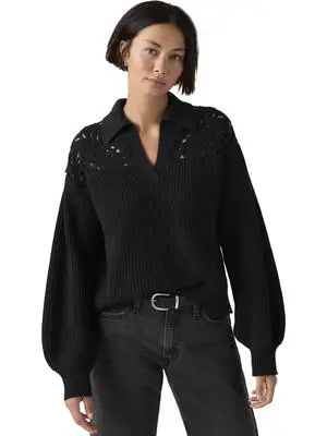 LEVI'S Crochet Polo Sweater - Anthracite Night