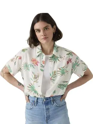LEVI'S Darlene Linen Blend Short Sleeve Shirt - Delilah Floral Egret