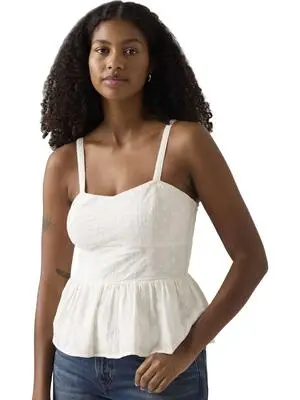 LEVI'S Lula Eyelet Peplum Tank Top - Cloud Dancer
