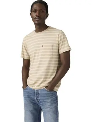 LEVI'S Classic Pocket T-shirt - Orion Stripe White Pepper