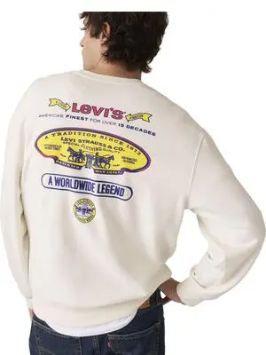 LEVI'S Relaxed Graphic Crewneck Sweatshirt - Worldwide Legend Utility Egret