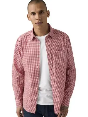 LEVI'S Sunset One Pocket Standard Fit Poplin Shirt - Graveolens Plaid Rhythmic Red Poplin