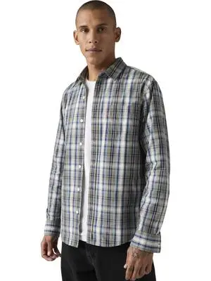 LEVI'S Sunset One Pocket Standard Fit Poplin Shirt - Jenil Plaid Dress Blues Poplin