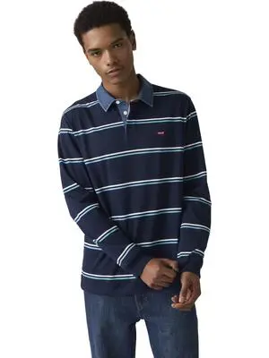 LEVI'S Classic Long-sleeve Rugby Shirt - Dax Stripe Navy Blazer