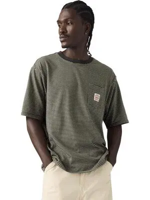 LEVI'S Short-sleeve Workwear T-shirt - Euan Stripe Dried Sage