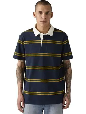 LEVI'S Short-sleeve Union Rugby Shirt - Adrian Stripe Navy Blazer