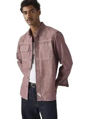 LEVI'S Auburn Long-sleeve Chambray Worker Shirt - Oxblood Chambray