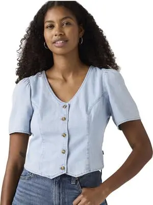 LEVI'S Moxie Short-Sleeve Denim Blouse Soft As Butter