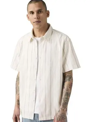 LEVI'S Luru Boxy Short Sleeve Shirt - David Dobby Stripe Egret