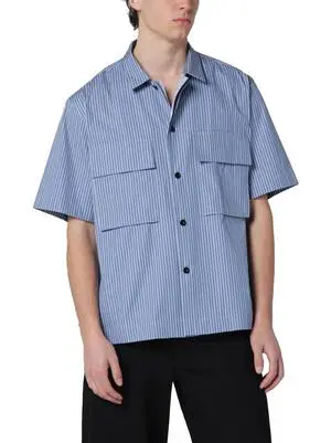Sacai Light Striped Cotton Shirt - Blue