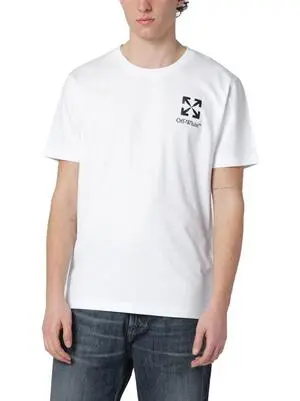 Off-White T-shirt With Small Arrow Logo - White
