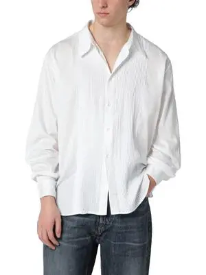 Our Legacy Ivory Shirt With Pleats On The Front And Collar - Beige