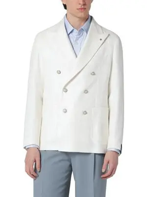 Tagliatore Double-breasted Linen-blend Jacket - White