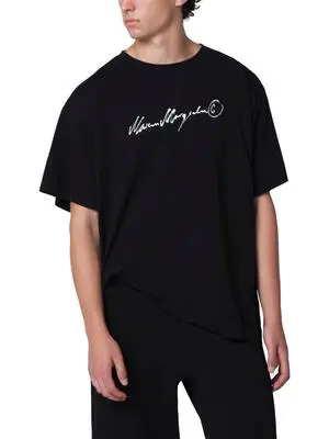 MAISON MARGIELA Black T-shirt With Logo Print
