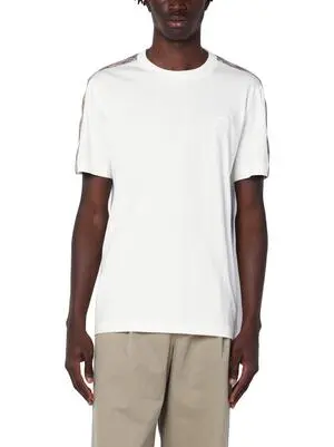 Burberry T-shirt With Check-patterned Stripe - White