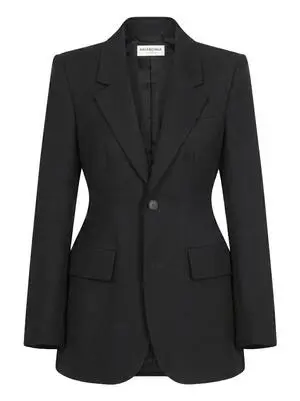 Balenciaga Hourglass Wool Twill Jacket - Black