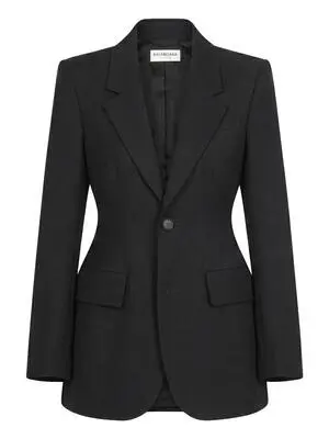 Balenciaga Hourglass Wool Twill Jacket - Black