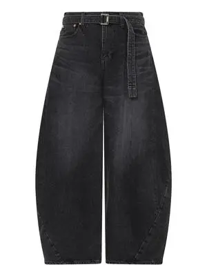 Sacai Wide-leg Denim Trousers - Black