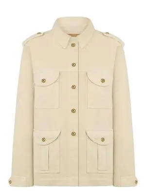 BLAZÉ MILANO Safari Jacket In Cotton Denim - Beige