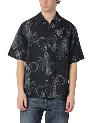 Our Legacy Death Paisley Print Shirt In Cotton And Linen - Black