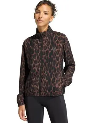Adidas Workout Essentials Leopard Woven Jacket - Earth Strata / Black