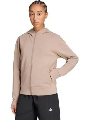 Adidas Designed 4 Training Full-zip Hooded Sweatshirt - Chalky Brown