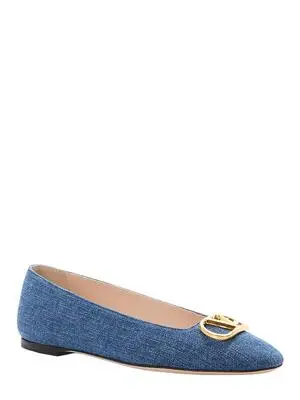 Valentino Garavani Vlogo Embellished Ballet Flats - Denim