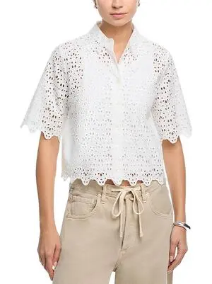 FRAME The Petal Eyelet Blouse - White