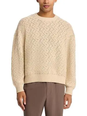 FRAME Long Sleeve Crochet Sweater - Light Stone