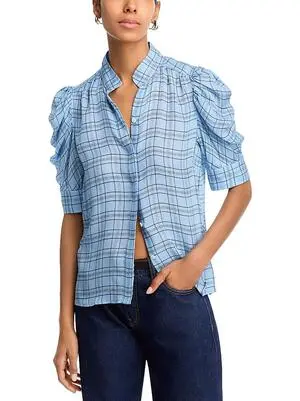 FRAME Plaid Silk Gillian Blouse