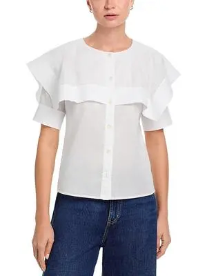 FRAME The Sleek Cape Shirt - White
