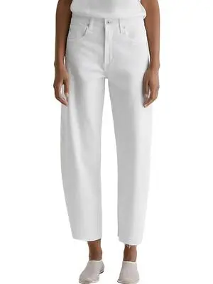 Ag Hattie Crop High Rise Barrel Leg Jeans - Gallery White