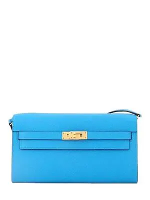 HERMES Kelly To Go Wallet Verso Epsom - Blue