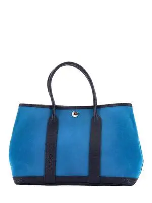 HERMES 30 Garden Party Tote Toile And Leather - Blue