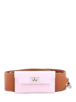 HERMES Kelly Pocket Bag With Shoulder Strap - Brown/ Brown/ Pink