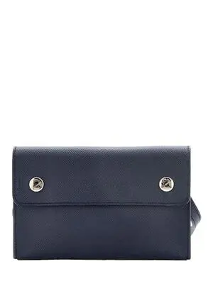 HERMES Double Snap Pochette Crossbody Epsom - Blue