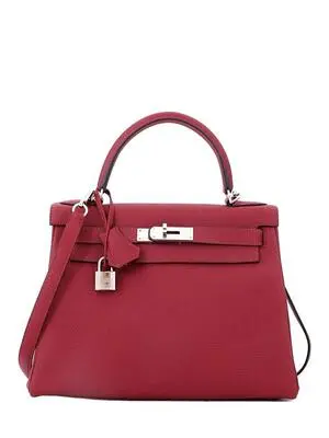 HERMES Kelly 28 Handbag - Rouge Grenat