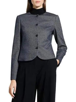 Theory Herringbone Tweed Jacket Navy Multi