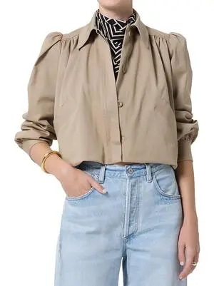 Citizens Of Humanity Everly Shirred Crop Jacket - Catalina