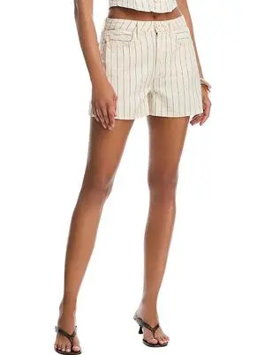 L'Agence Lissania Ultra High Rise Shorts - Ecru/navy Stripe