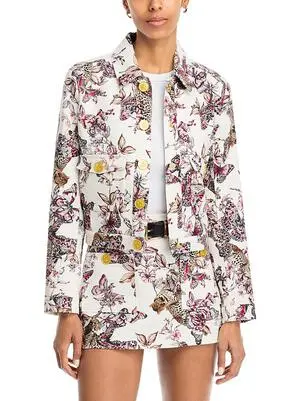 L'Agence Nyx Crop Jacket - White Butterfly Jungle