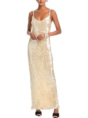 L'Agence Karma Sequin Maxi Dress - Clear/beige Sequin