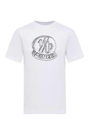Moncler Sketch Embroidered Logo Cotton T-shirt - White
