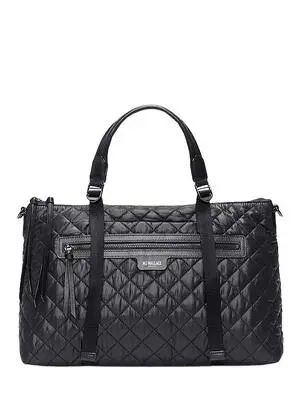 Mz Wallace Park Medium Quilted Satchel - Black/silver