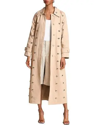 Avec Les Filles Studded Belted Jacket - Khaki Stud