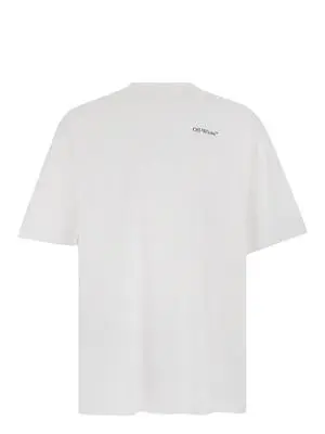 Off White Cotton Tshirt With Frontal Logo - White