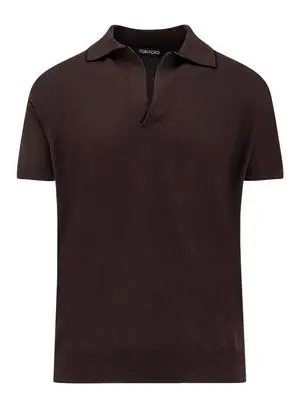 TOM FORD Cotton And Silk Blend Polo Shirt - Brown