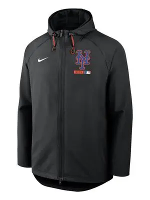Nike New York Mets Authentic Collection Therma-fit Mlb Full-zip Hooded Jacket - Black