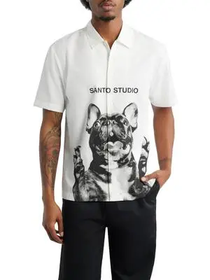 SANTO STUDIO My Dawg Graphic Button-up Shirt - White